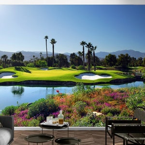 Golf Course Wall Mural Wallpaper, Landscape Art Wall Decal Peel and ...