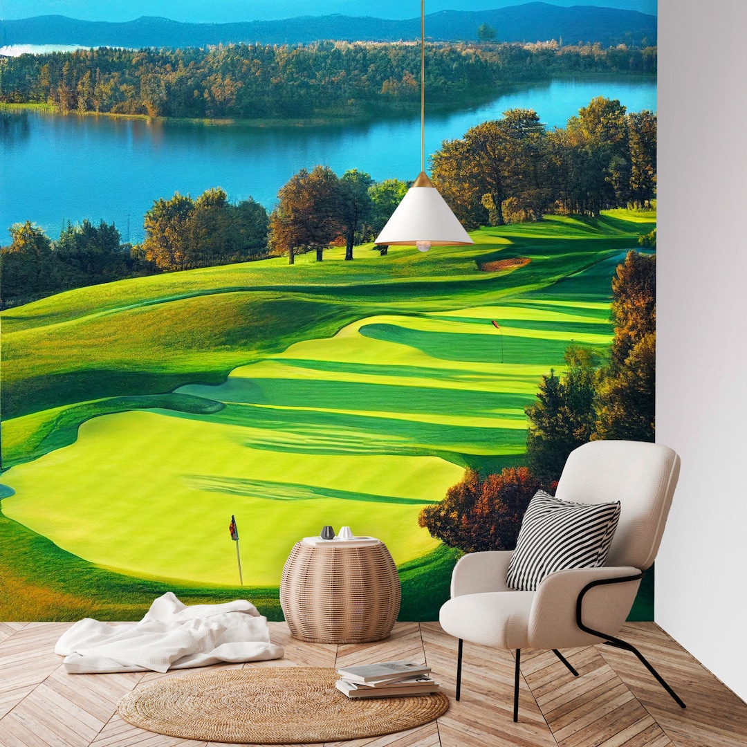 Golf Wall Mural Wallpaper, Landscape Art Wall Decal Peel and Stick ...