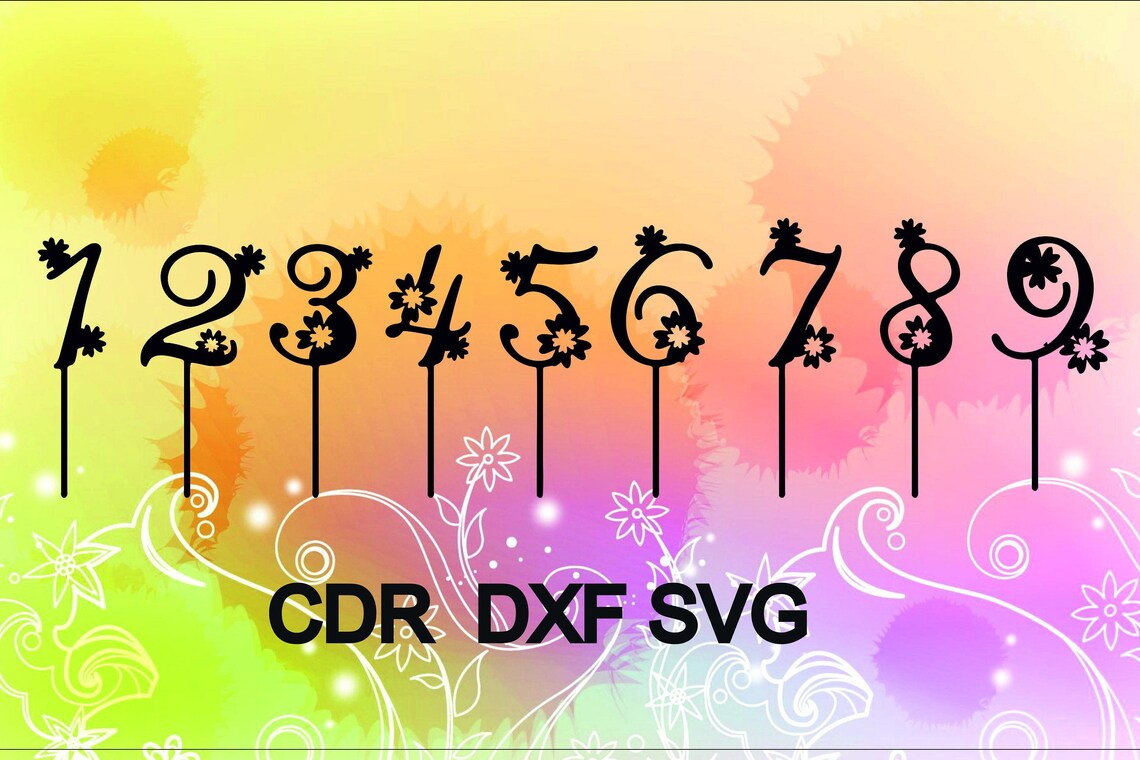Cake topper svg number cake topper svg file set of 9 image | Etsy