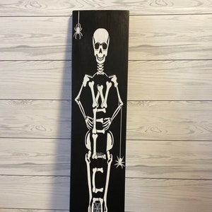 Welcome Skeleton Wood Porch Sign, Halloween Sign, Farmhouse Fall Decor ...