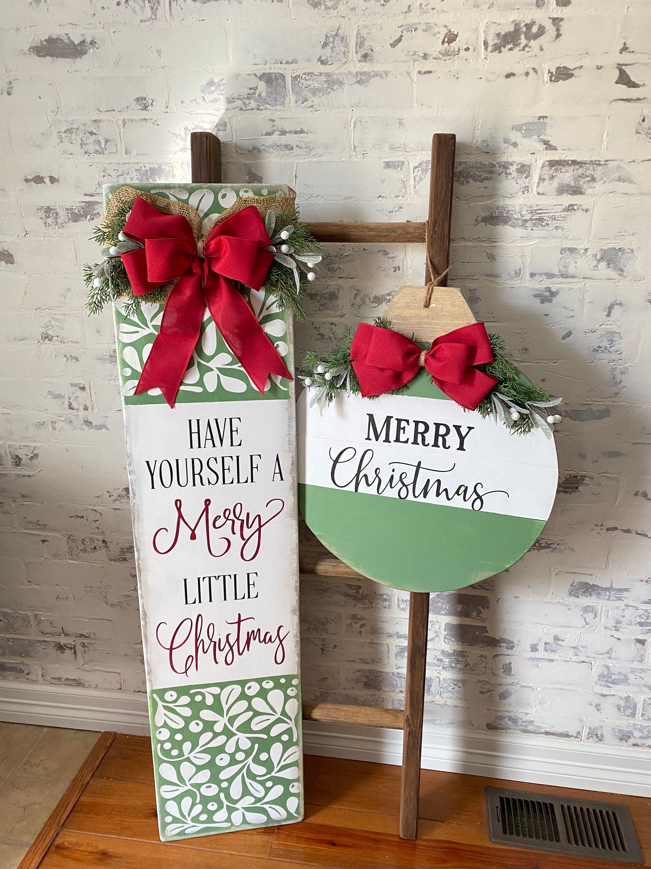 Have Yourself A Merry Little Christmas Wood Sign: Mistletoe & Berry ...