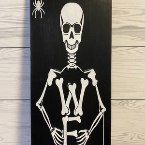 Welcome Skeleton Wood Porch Sign, Halloween Sign, Farmhouse Fall Decor ...