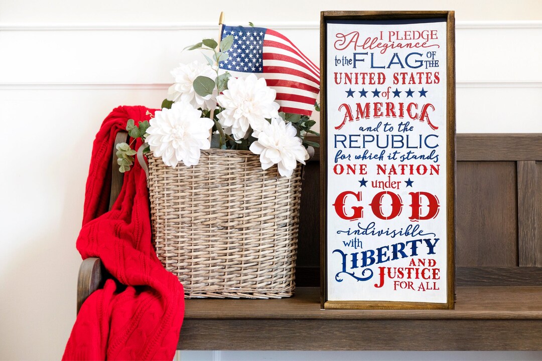 Pledge of Allegiance to the United States of America Wood Sign, 4th of ...