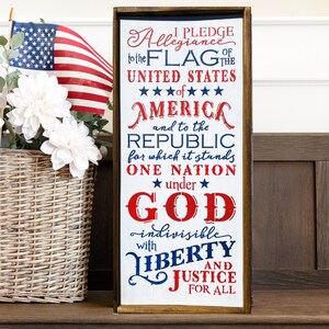 Pledge of Allegiance to the United States of America Wood Sign, 4th of ...
