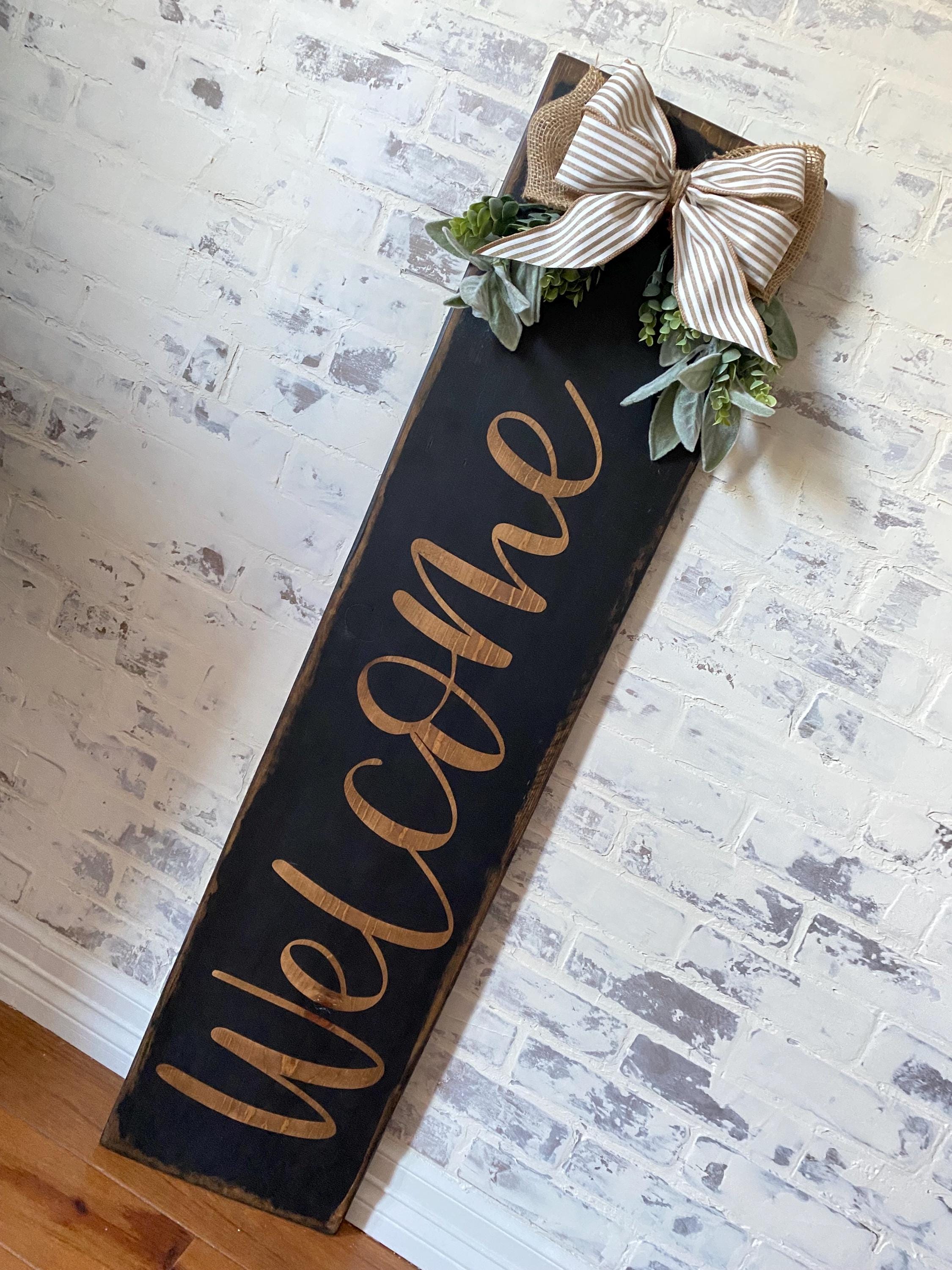 Modern Rustic Farmhouse Welcome Porch Sign: Solid Wood With Faux ...