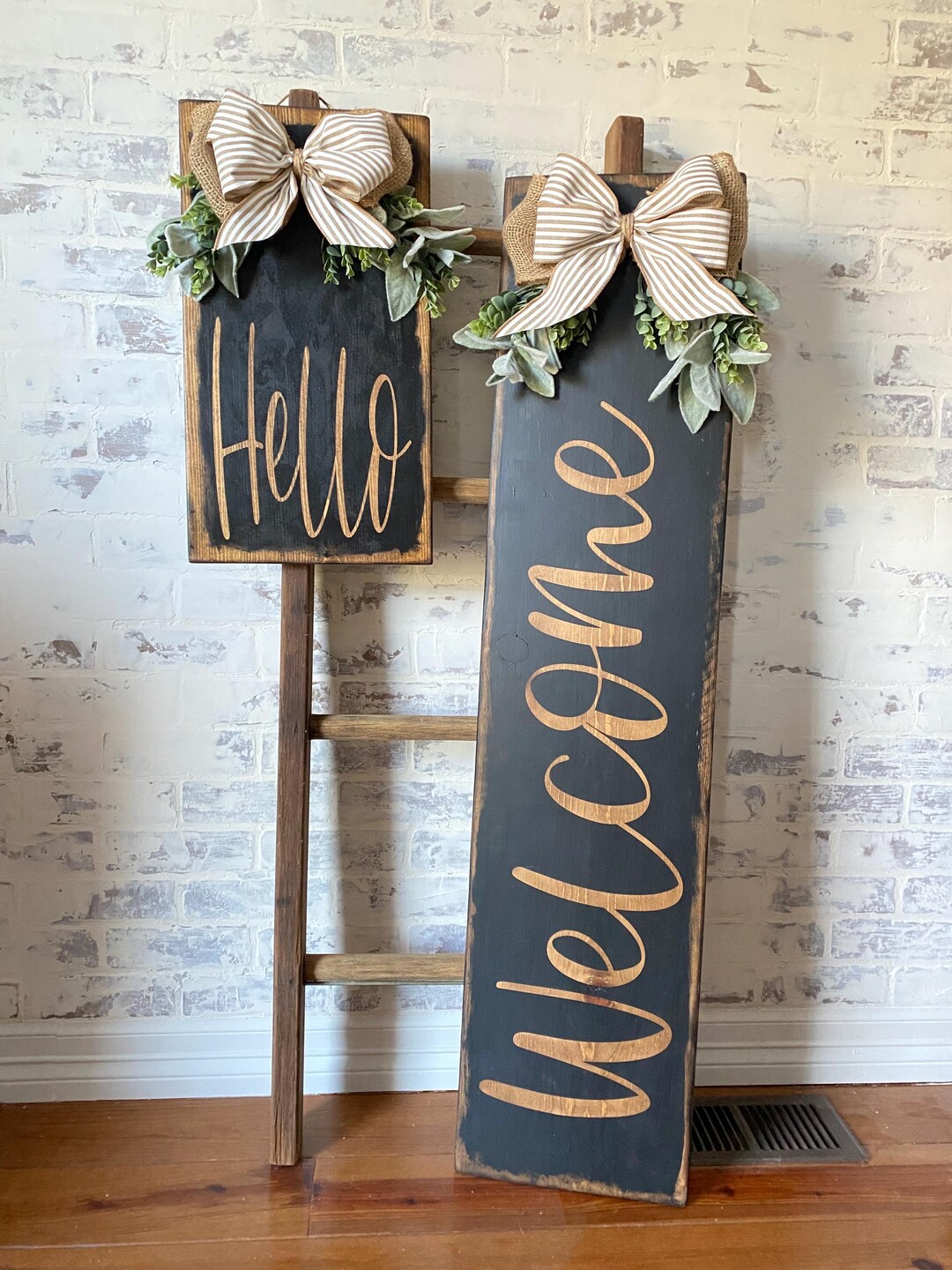 Modern Rustic Farmhouse Welcome Porch Sign: Solid Wood With Faux ...