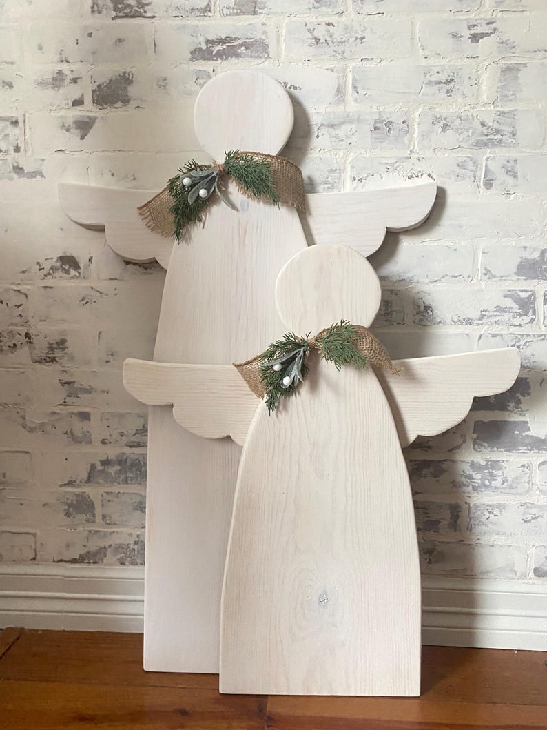 Wood Angel Porch Leaner: Christmas Decor With Rustic Farmhouse Charm - Etsy