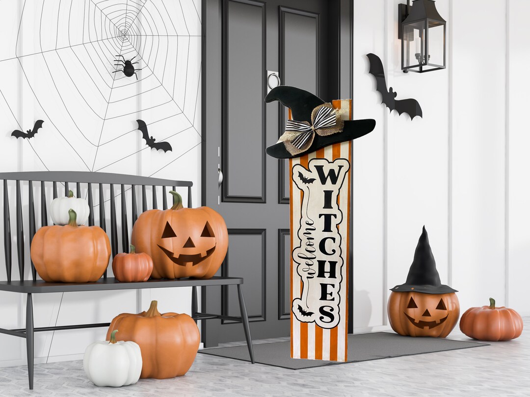 Welcome Witches Wood Sign, Halloween Porch Decor, Witch Sign, Farmhouse ...
