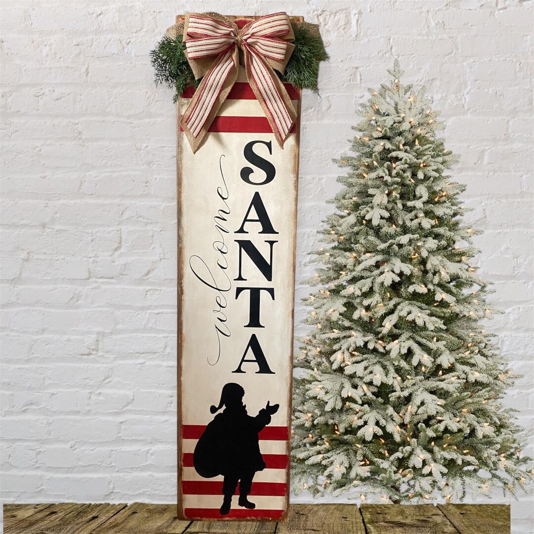 Welcome Santa Solid Wood Sign: Modern Rustic Christmas Porch Decor (4 ...
