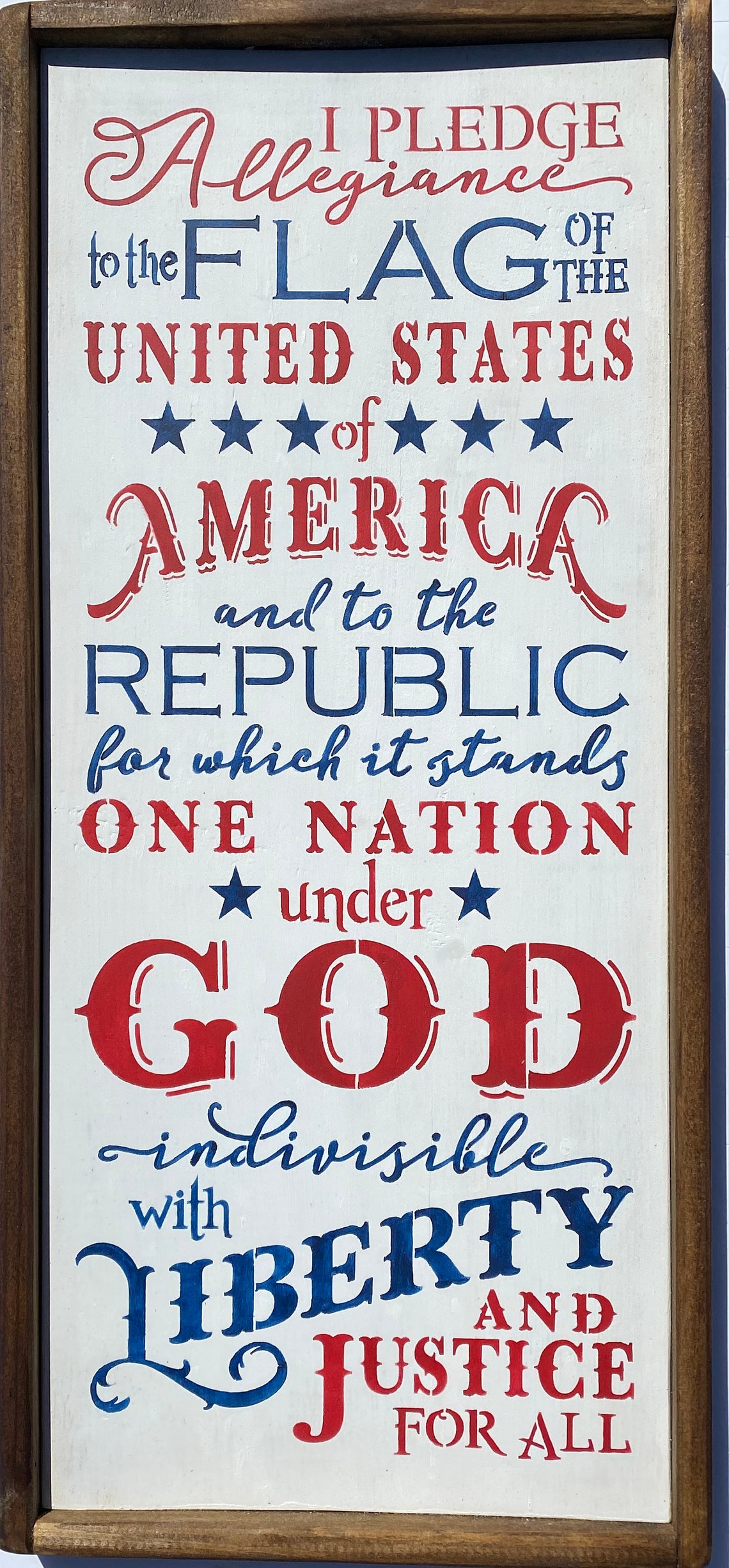Pledge of Allegiance to the United States of America Wood | Etsy