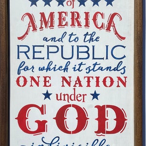 Pledge of Allegiance to the United States of America Wood Sign, 4th of ...