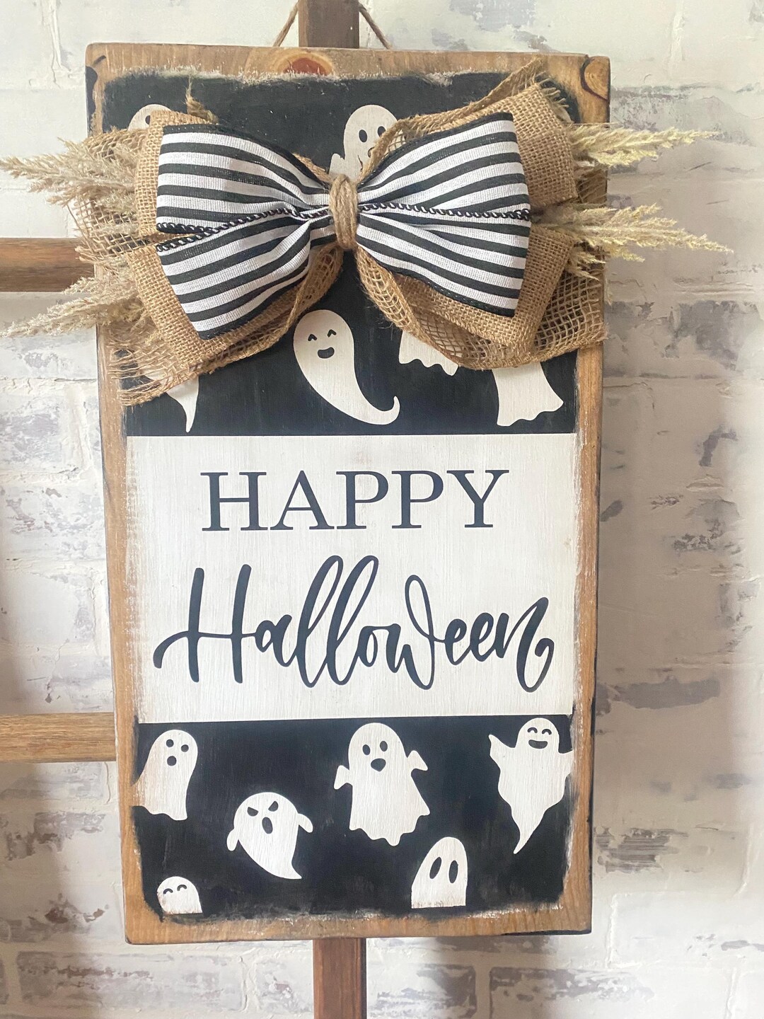 Happy Halloween Door Hanger, Ghost Door Sign, Halloween Front Door ...