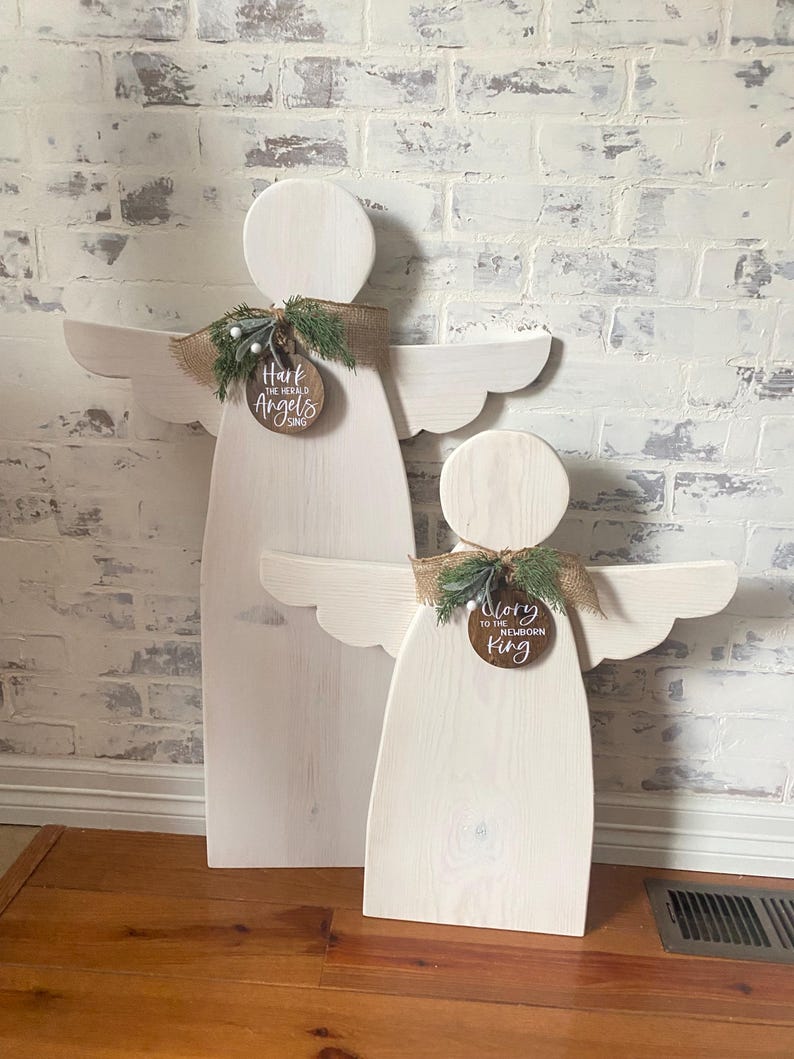 Wood Angel Porch Leaner: Christmas Decor With Rustic Farmhouse Charm - Etsy