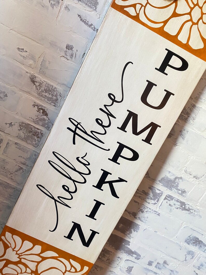 Hello There Pumpkin Wood Sign: Vintage Floral Style Fall Porch Decor (4 ...