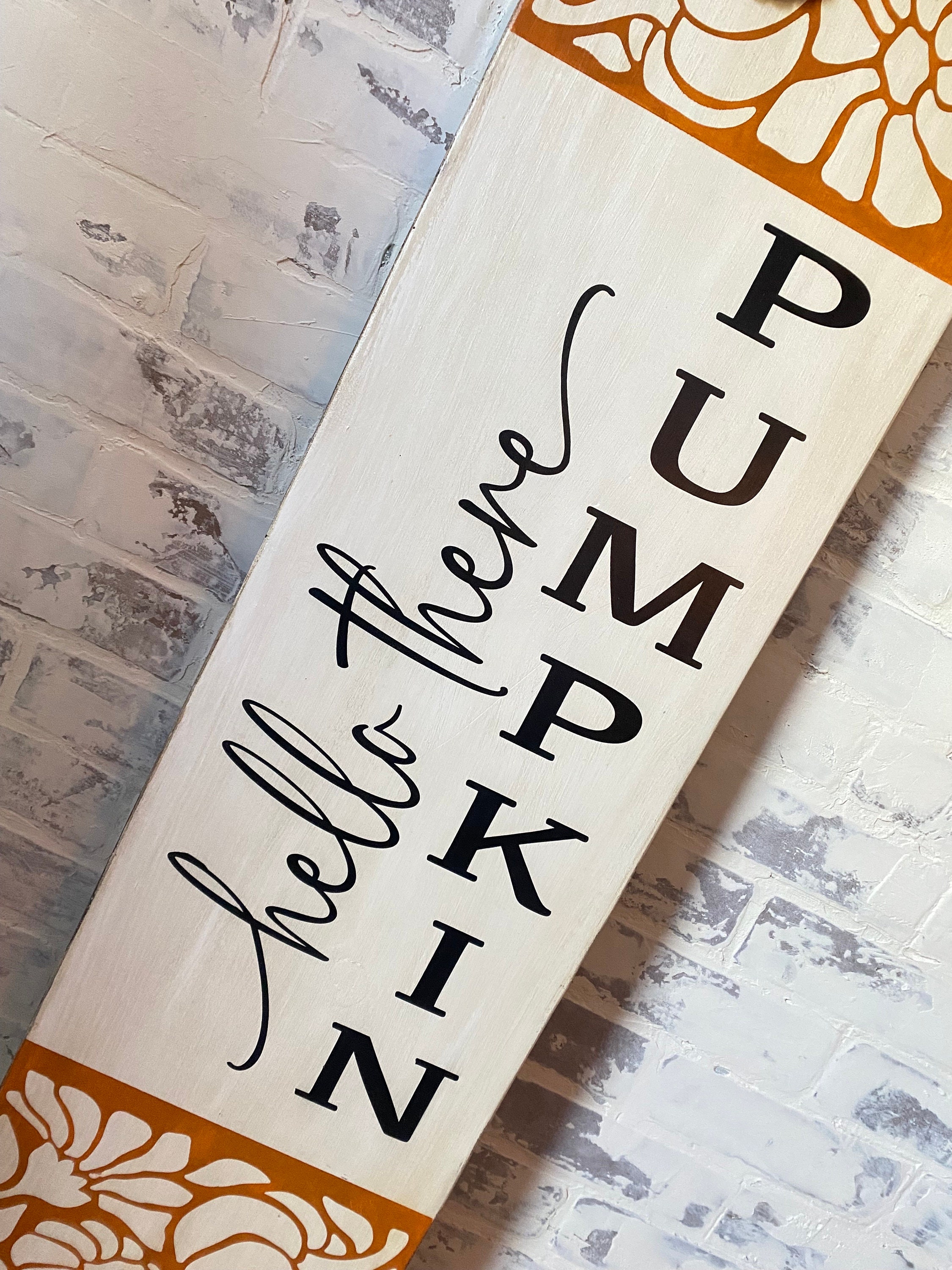 Hello There Pumpkin Wood Sign: Vintage Floral Style Fall Porch Decor (4 ...