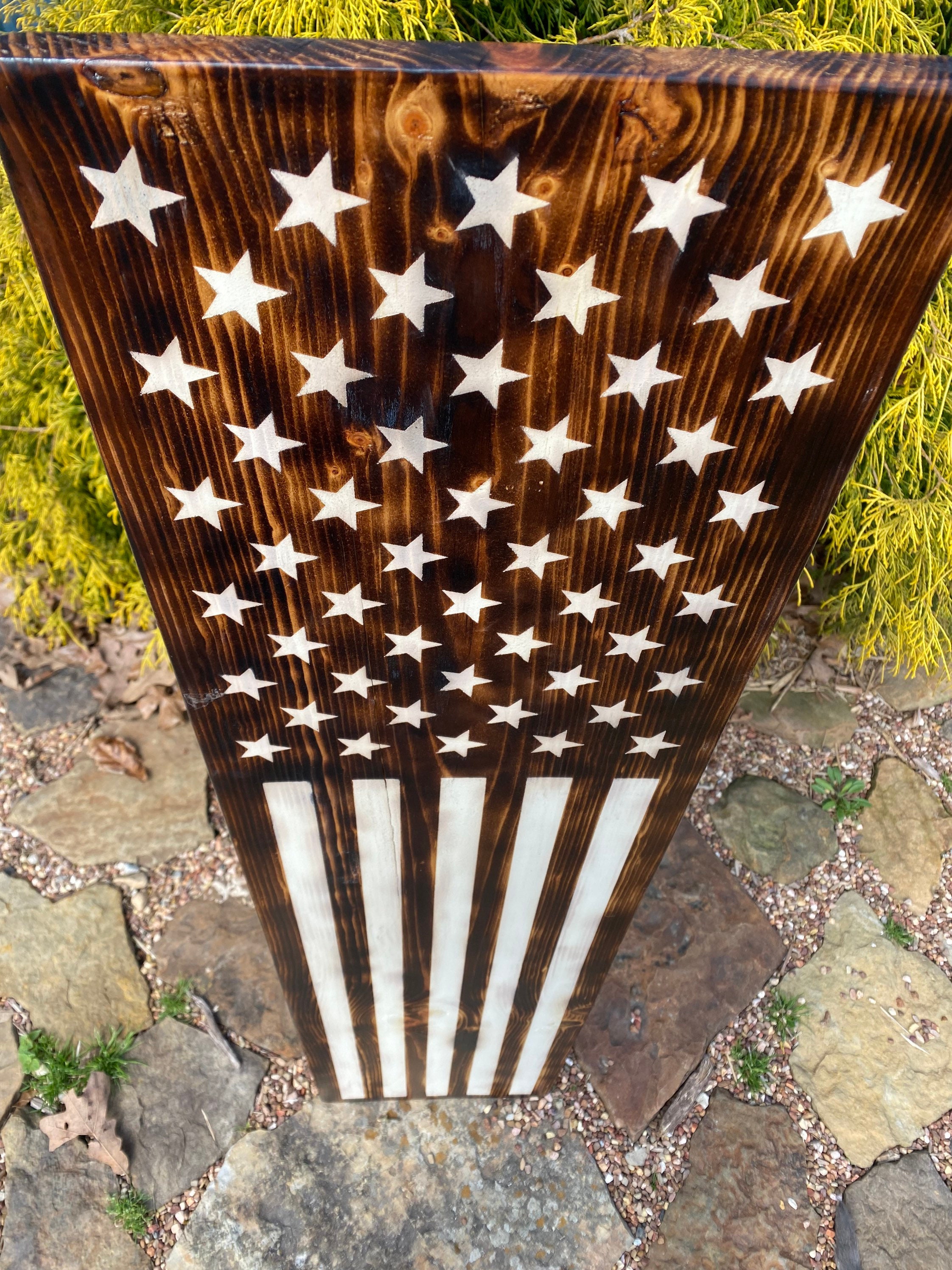 Wood Flag Porch Sign Rustic Farmhouse Sign Stars and | Etsy