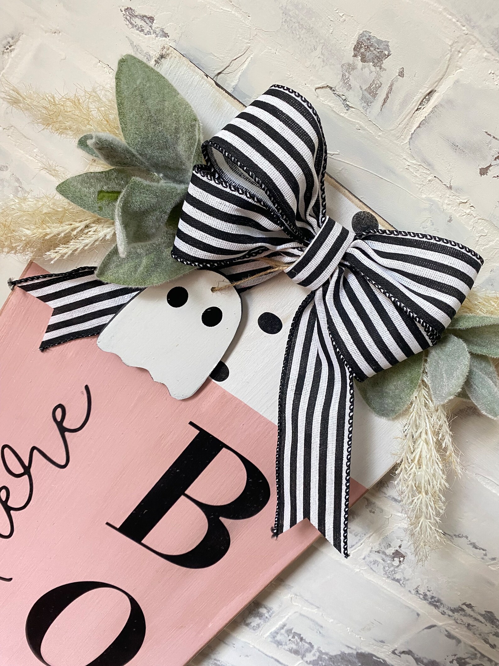 Pink Halloween Ghost Wood Sign: Boho Farmhouse Porch Decor - Etsy