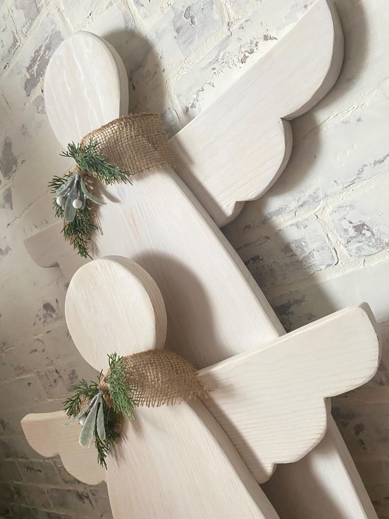 Wood Angel Porch Leaner: Christmas Decor With Rustic Farmhouse Charm - Etsy