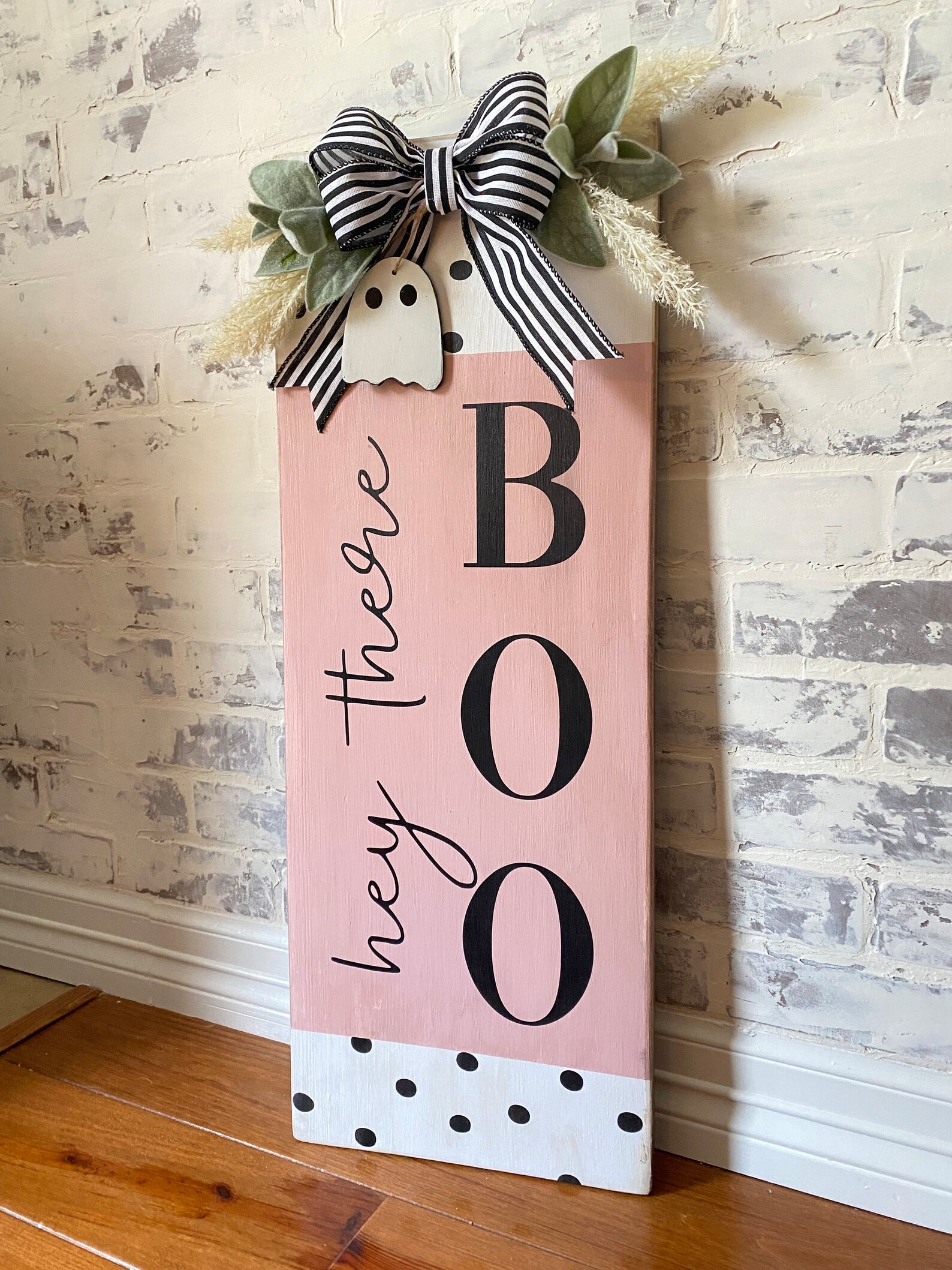 Pink Halloween Ghost Wood Sign: Boho Farmhouse Porch Decor - Etsy