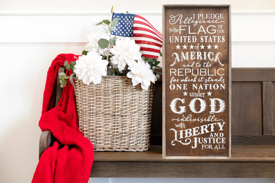 Pledge of Allegiance to the United States of America Wood Sign ...