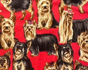 Yorkies Fabric Yorkshire Terrier Valentine's Day Love Floral Flowers ...