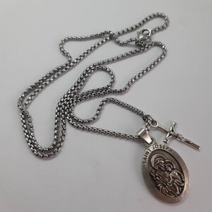 St Joseph Necklace. Stainless Steel Box Chain With Saint Medal and ...