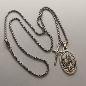 St Peter Claver | Stainless Steel Box Chain With Saint Medal and ...