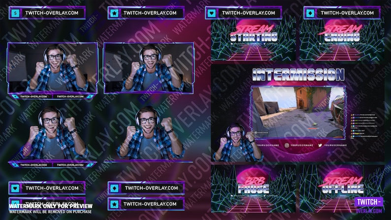 80s Synthwave Stream Bundle | 80s Stream Overlay, Retro Stream Overlay ...