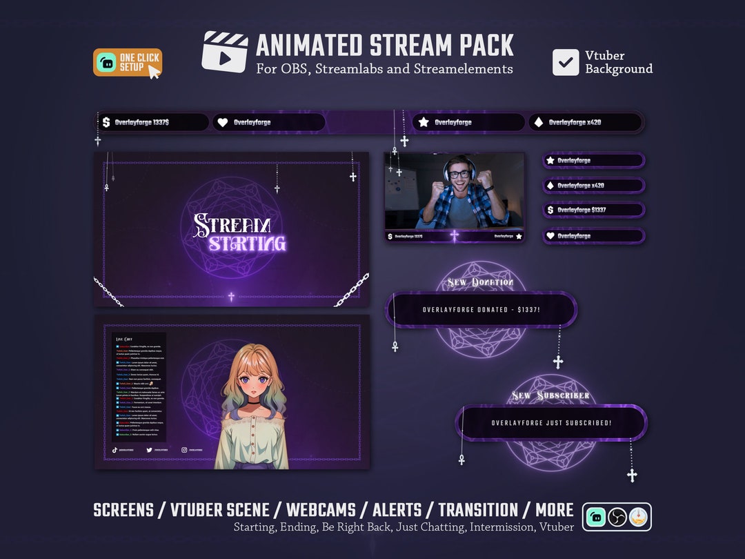 Purple Gothic Gloom Stream Pack / Gothic Theme/dark/stream Overlay/transition/twitch Set ...