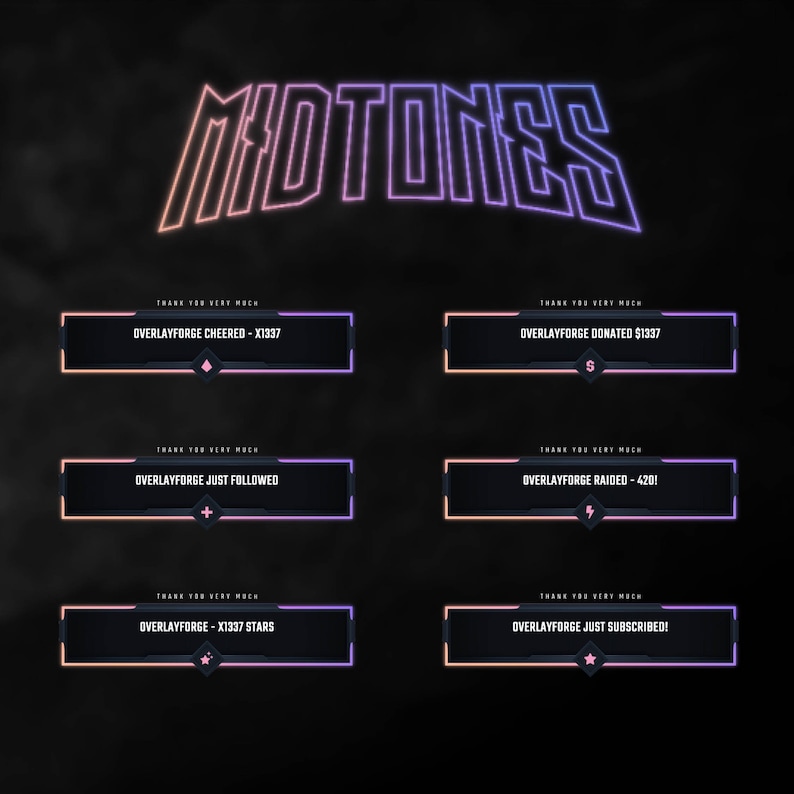 Midtone Animated Stream Alerts/animated Alerts/twitch Alerts/stream ...