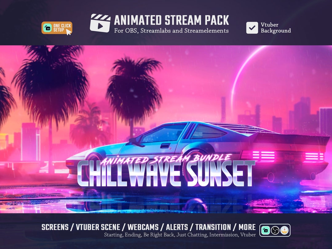 Chillwave Sunset Stream Package - Vaporwave/synthwave/retro/pink/purple ...