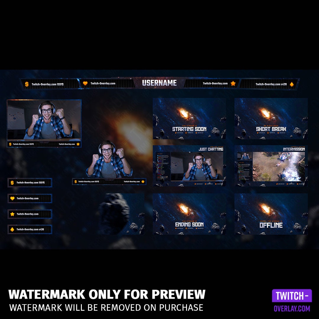 Deep Space Streaming Overlay Space Stream Overlay, Aniamted Stream ...