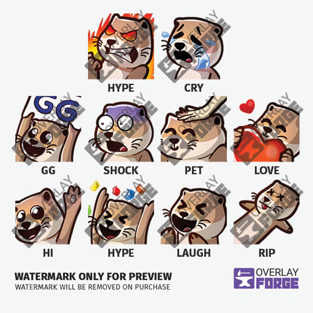 10 Otter Twitch Emotes | Light Brown Otter / Light Brown Beaver Emotes ...