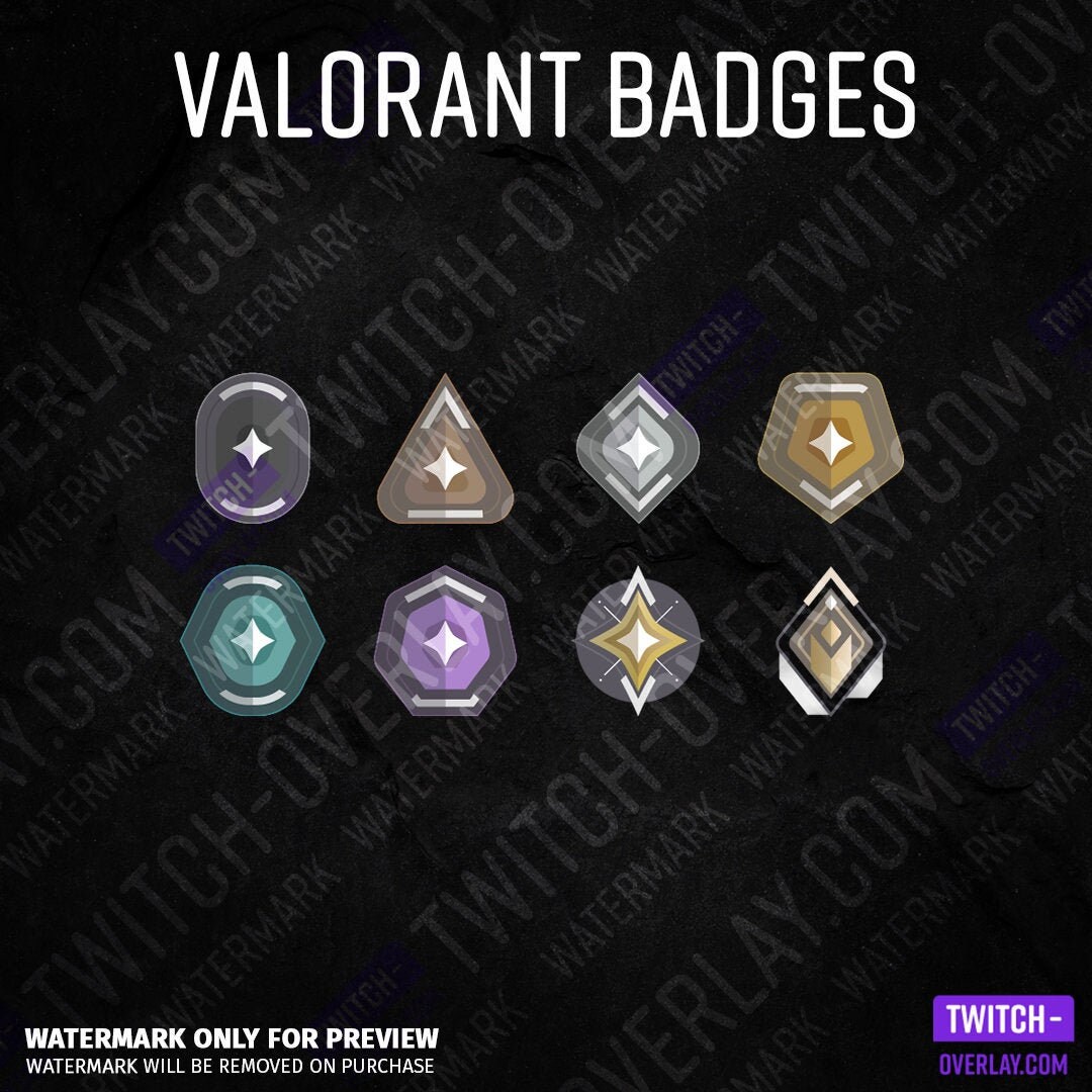 Twitch Subscriber Badges | Valorant Ranks - Etsy