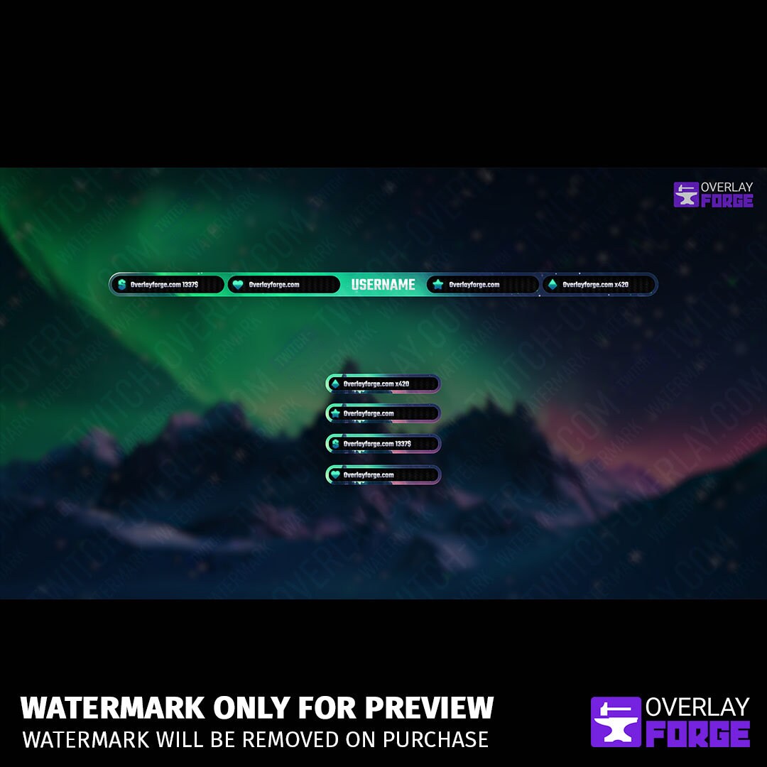 Northern Lights Stream Package | Neon Colors, Cozy Stream Overlay, Snow ...