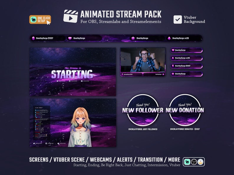Sea of Stars Stream Pack / Night Theme/ocean Overlay/transition/twitch ...