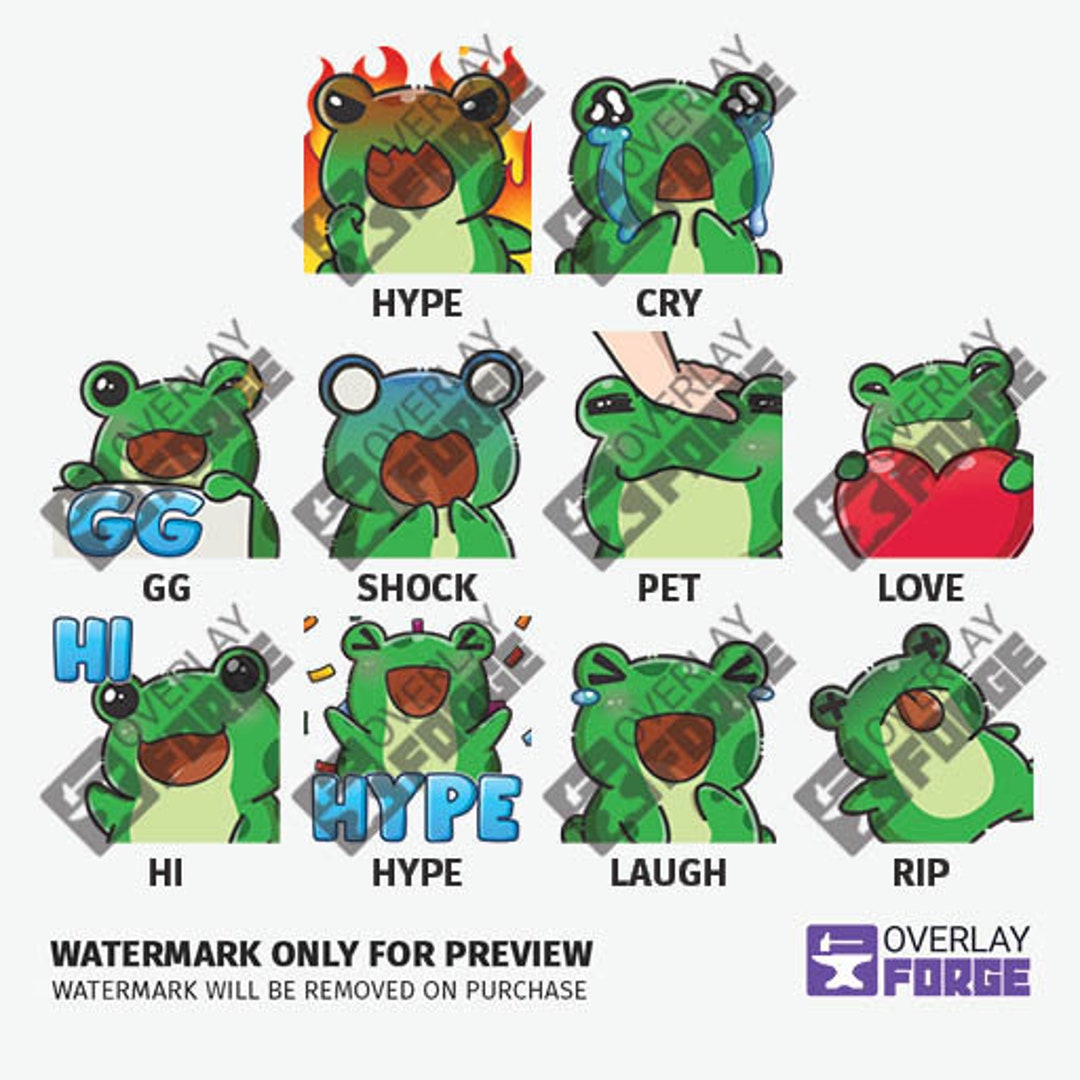 10 Frog Twitch Emotes | Green Frog / Green Lizard Emotes - Etsy