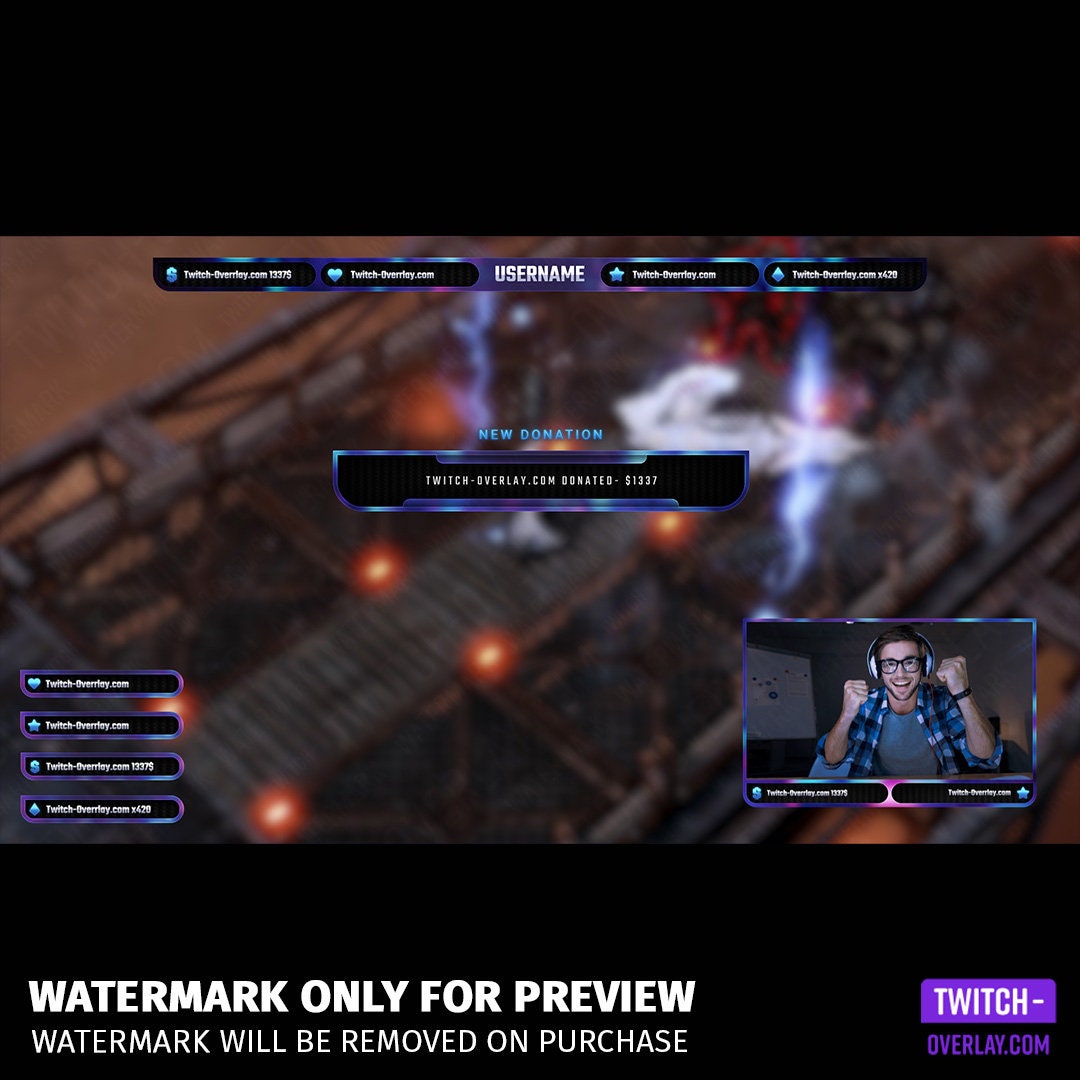 Cubecave Neon Stream Package | Neon Stream Overlay, Futuristic Stream ...