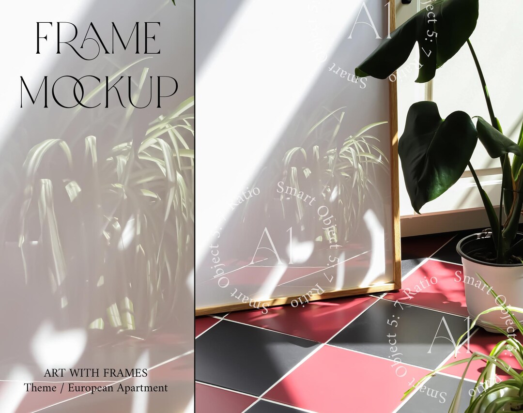 Glass Reflection Frame Mockup Print Poster Natural Light Shadow ...