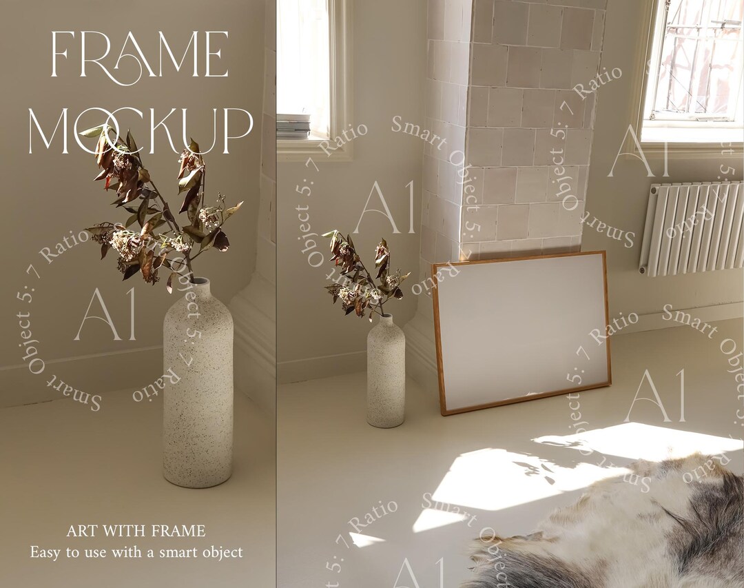 Horizontal Frame Mockup A1 Landscape Minimalist Modern Mockup Natural ...