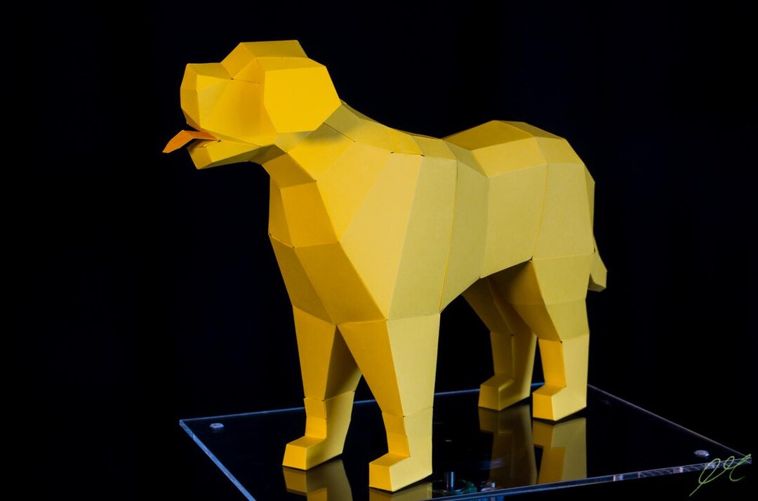 Low Poly Dog Sculpture for Paper Art Enthusiasts, DIY Assembly ...