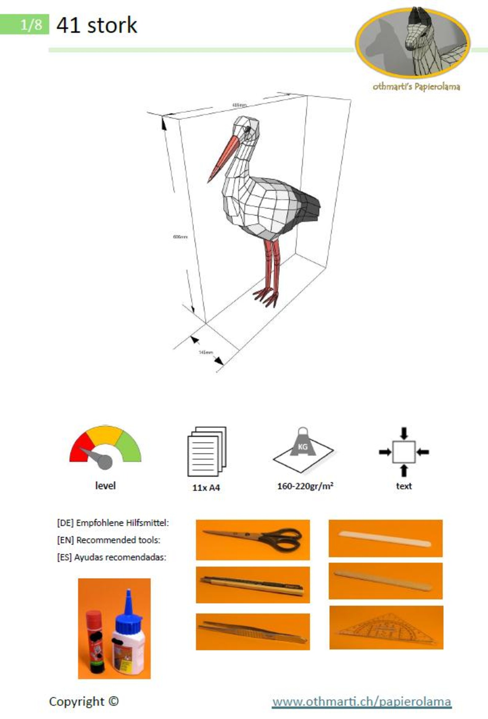 Adorable Stork DIY Kit: Digital Template for Low Poly 3D Sculpture With ...