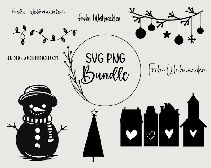 Weihnachten Kreis Kranz Bundle SVG Dxf Png, Winter runden Rahmen ...
