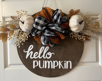 Hello Pumpkin Door Hanger or Wall Decor - Etsy