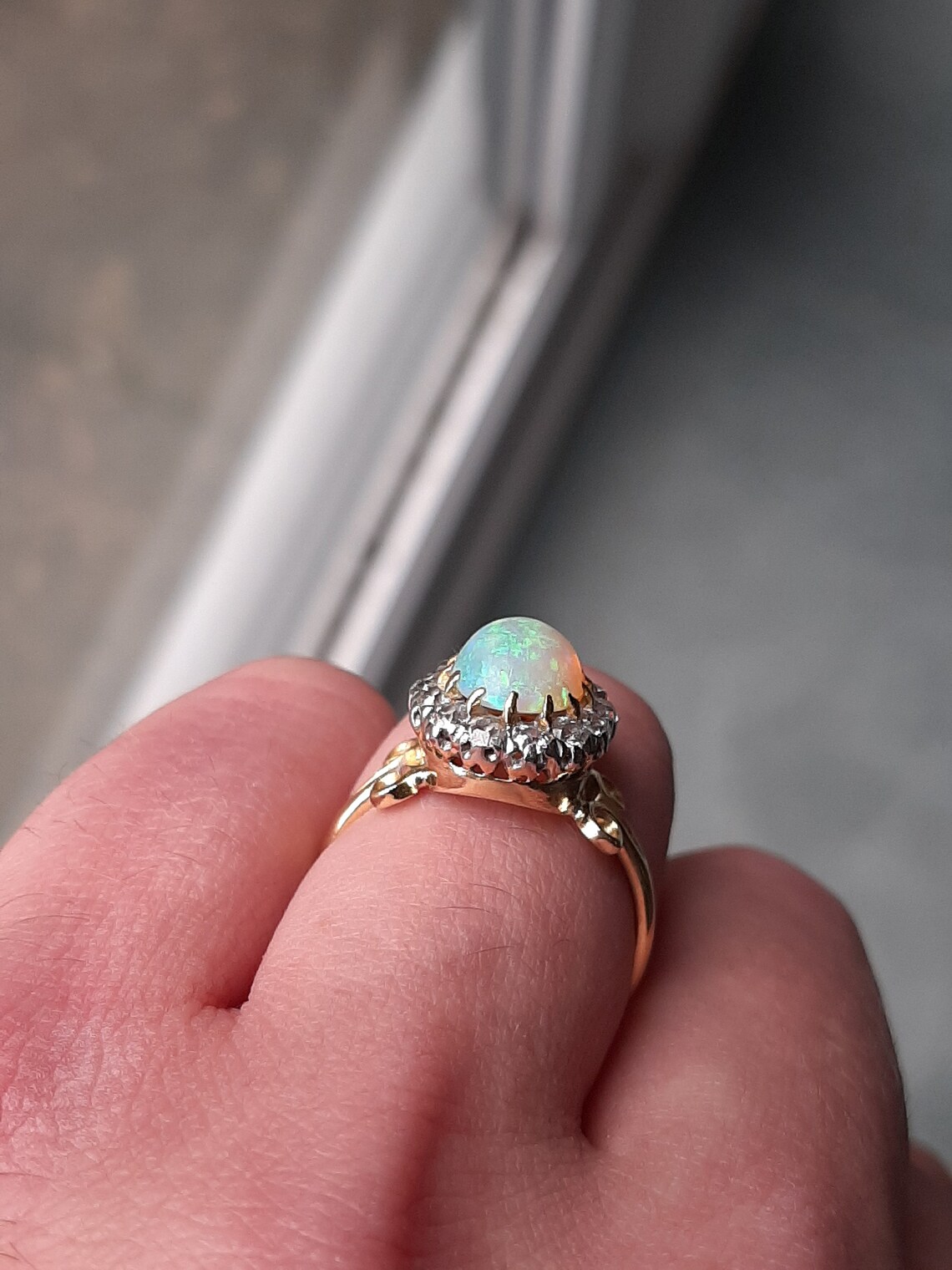 An Antique Edwardian 18ctct Gold Opal and Diamond Cluster Ring - Etsy
