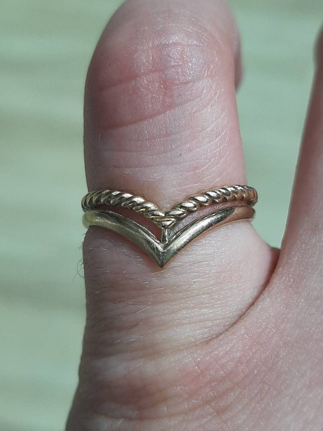 A Vintage Patterned 9ct Gold Double Wishbone Ring - Etsy UK