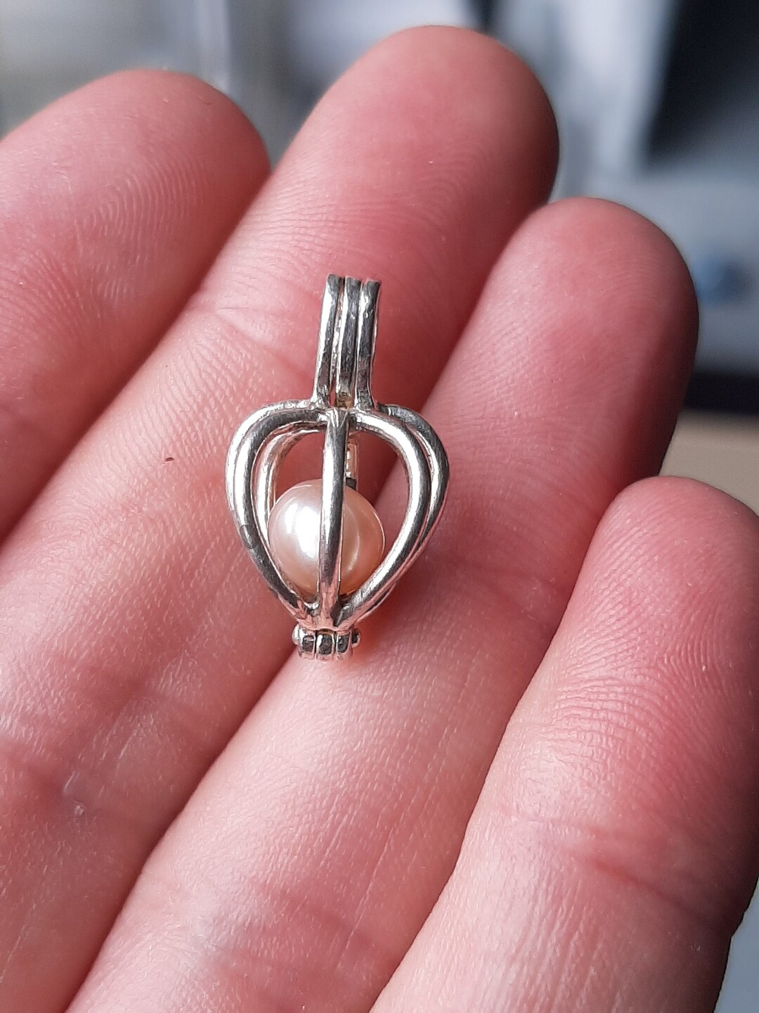 A Silver Caged Pearl Pendant - Etsy
