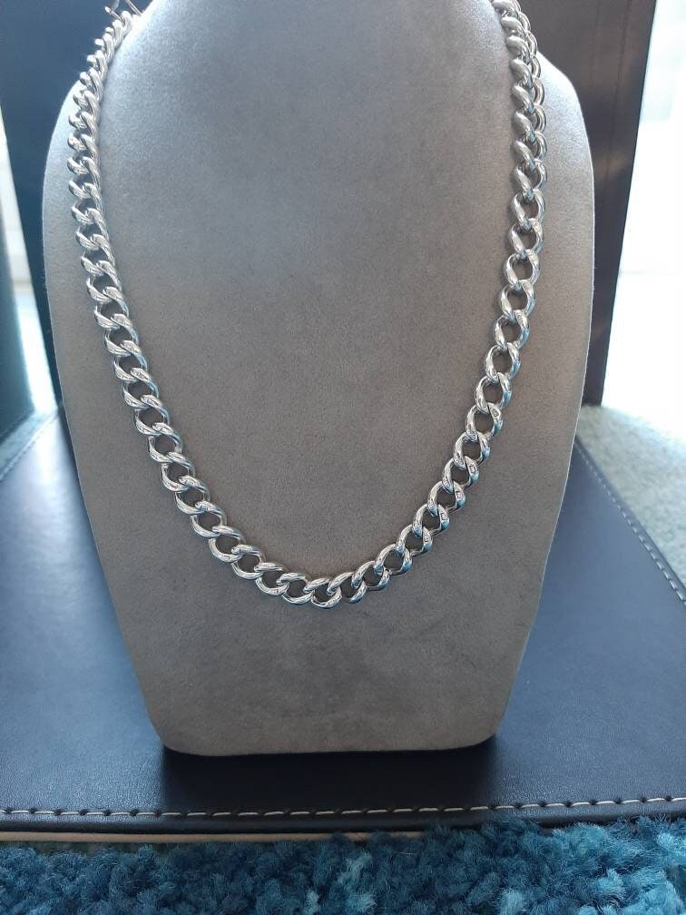 A Vintage 19 Inch Solid Silver Heavy Albert Chain - Etsy