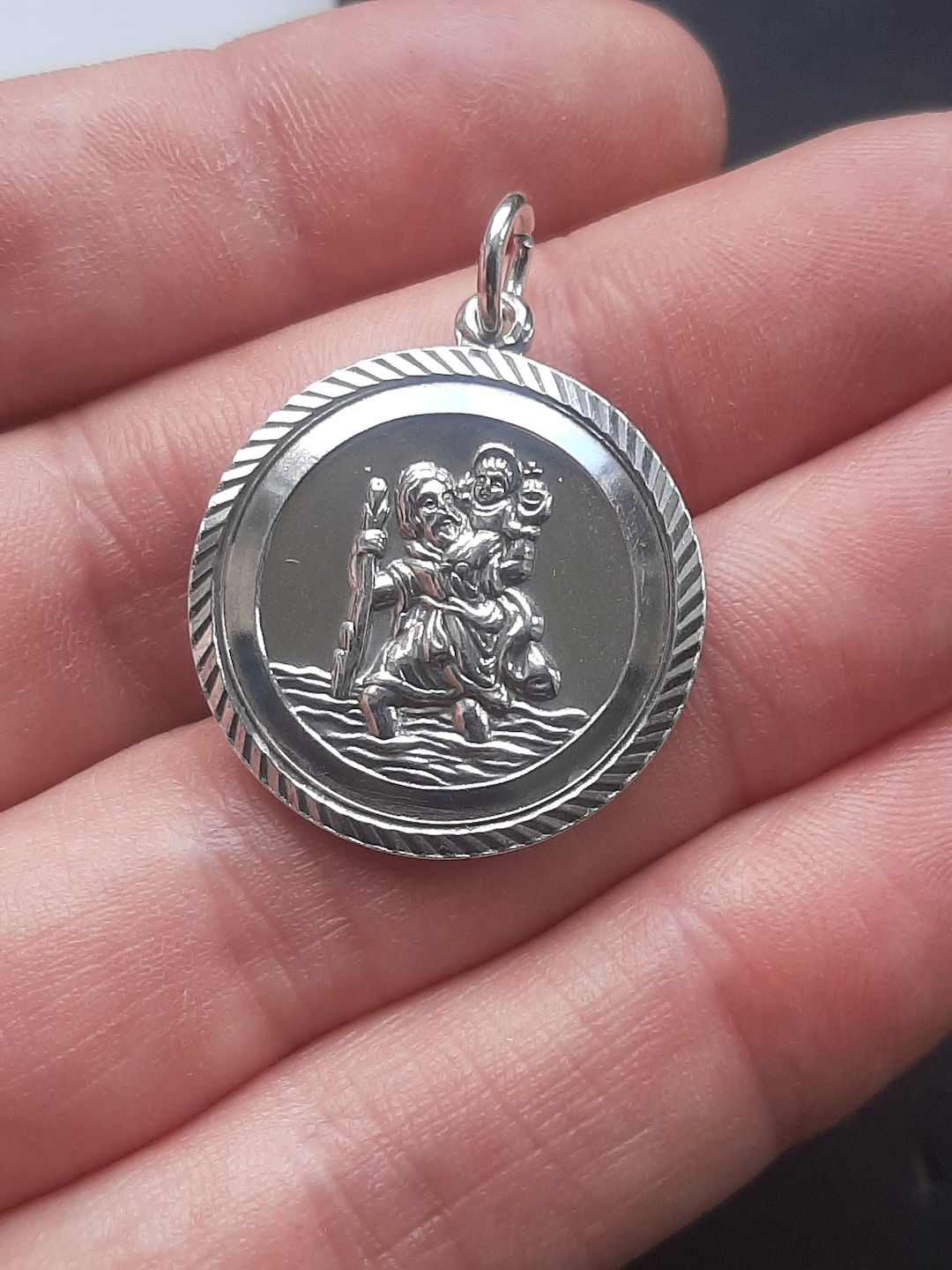 A Silver Saint Christopher Pendant - Etsy
