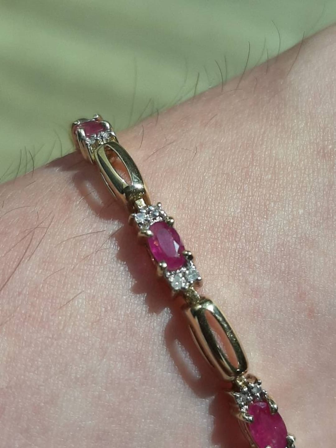 A Vintage 9ct Gold Ruby and Diamond Bracelet - Etsy UK